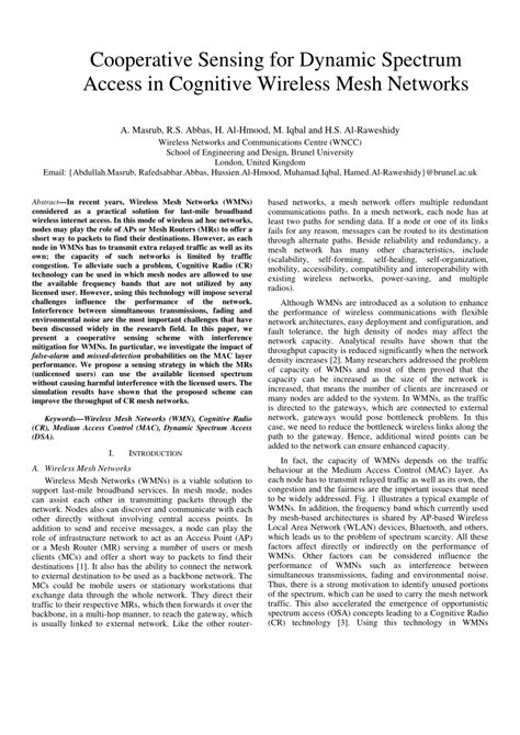 Pdf Cooperative Sensing For Dynamic Spectrum Access In Cognitive Wireless Mesh Networks
