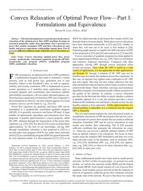 Convex Relaxation In Optimal Power Flow Pdf Matrix Mathematics