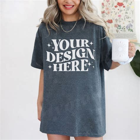 Gildan Dark Heather Shirt Mockup Dark Heather 5000 Mockup Grey Shirt
