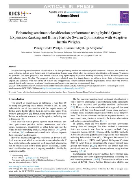 Pdf Enhancing Sentiment Classification Performance Using Hybrid Query Expansion Ranking And