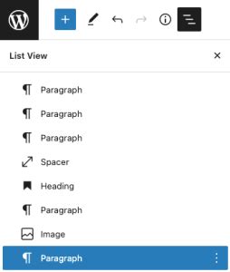 Use The WordPress Block Editor List View Blockons