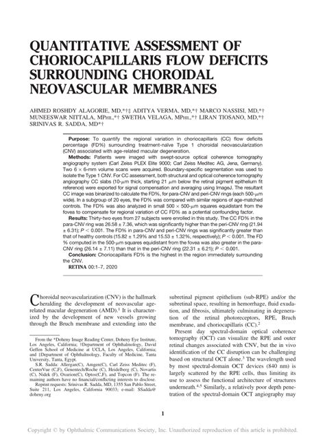 Pdf Quantitative Assessment Of Choriocapillaris Flow Voids Surrounding Choroidal Neovascular