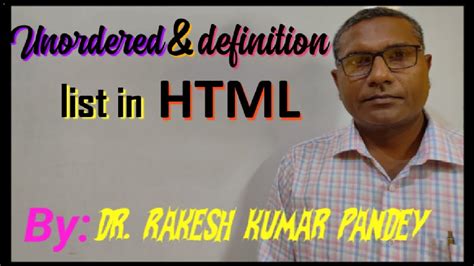 Unordered And Definition List In Html Youtube