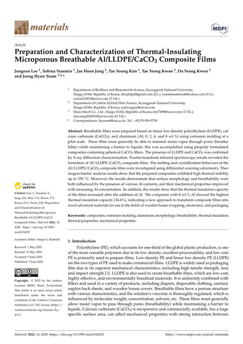 Pdf Preparation And Characterization Of Thermal Insulating Microporous Breathable Al Lldpe