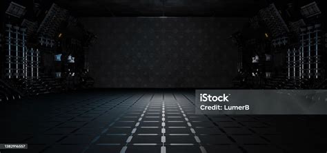 메탈릭 또는 콘크리트 사이버 펑크 격납고 디스토피아 회색 공상 과학 소설 배경 디지털 미래주의 개념 3d 렌더링 0명에 대한 스톡 사진 및 기타 이미지 Istock