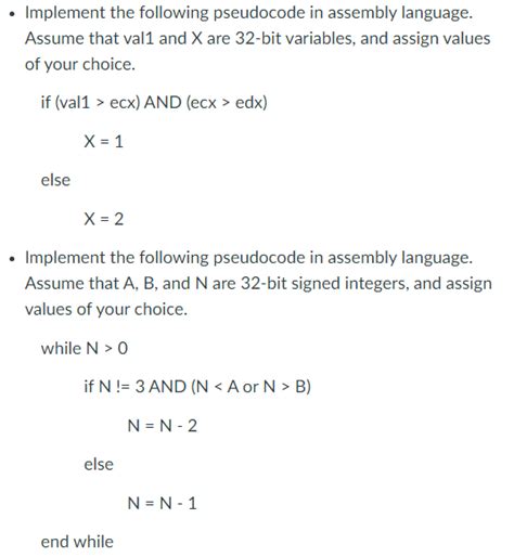 Solved Need The Above In Assembly Language