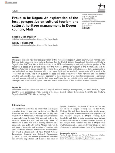 Rosalie E Van Deursen Wendy F Raaphorst Proud To Be Dogon Pdf