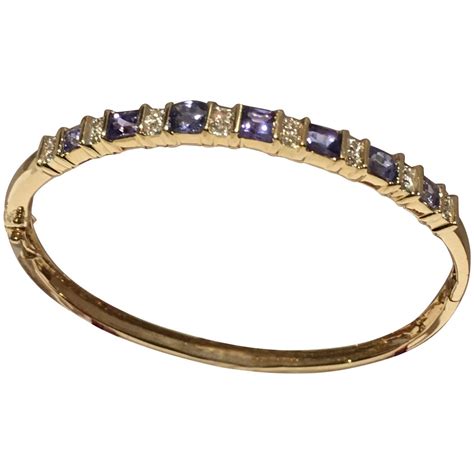 Tanzanite And Diamond Bangle Set In 14 Karat Gold At 1stdibs