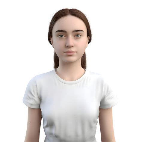 Premium Psd 3d Rendering Of A Teenager Girl With White Blank T Shirt