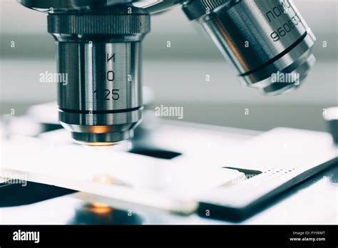 Microscope In Laboratory Stock Photo Alamy
