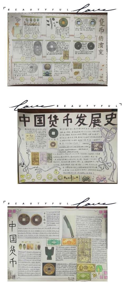 中国钱币演变手抄报 中国手抄报 普车都