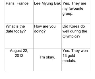 Question And Answer Match Up