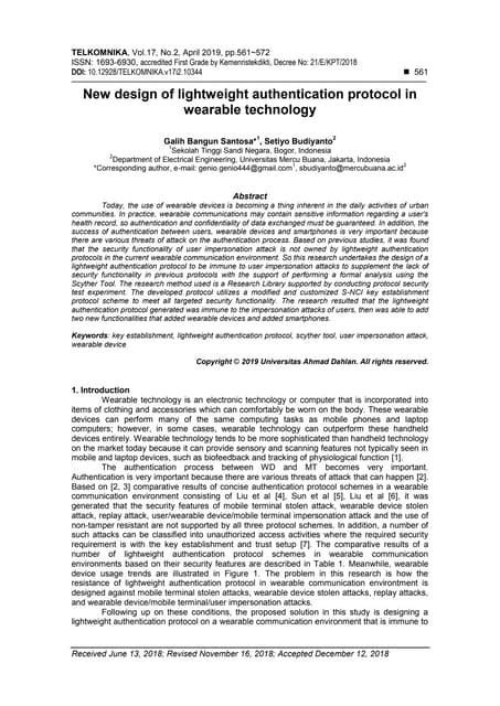 New Design Of Lightweight Authentication Protocol In Wearable