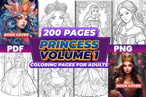 Princess Coloring Pages For Adults 1 Graphic By Musera Design