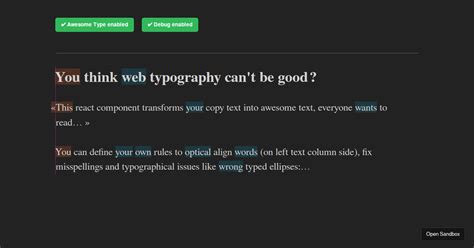 React Awesome Typography Examples Codesandbox