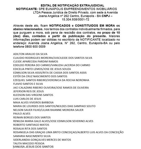 Edital De NotificaÇÃo Extrajudicial AtlÂntica News