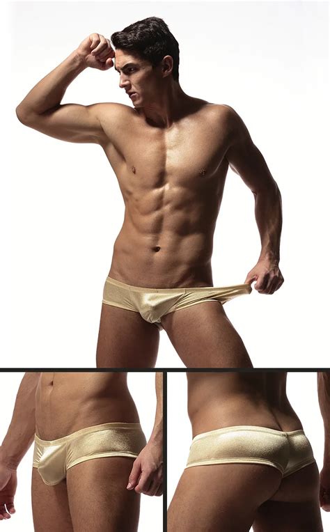 Mens Quick Dry Shiny Metallic Underwear Bulge Pouch Stretch Cheeky