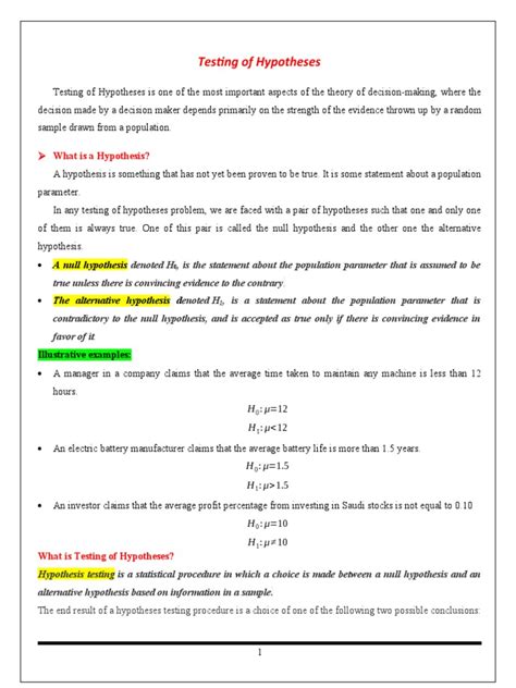 testing of hypotheses pdf statistical hypothesis testing