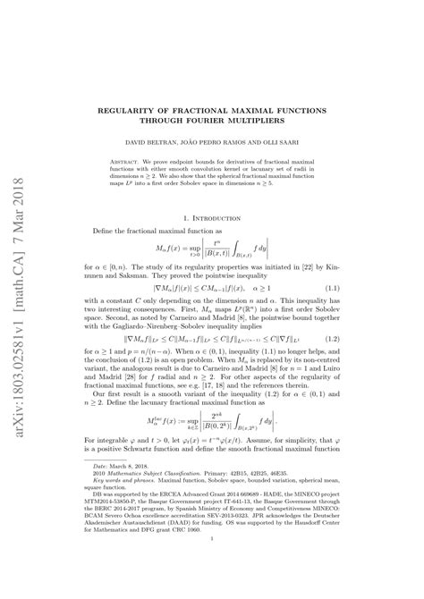 Pdf Regularity Of Fractional Maximal Functions Through Fourier Multipliers