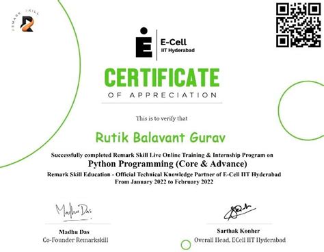 Rutik Gurav On Linkedin Pythonprogramming Certification Remarkskilleducation Ecelliithyderabad