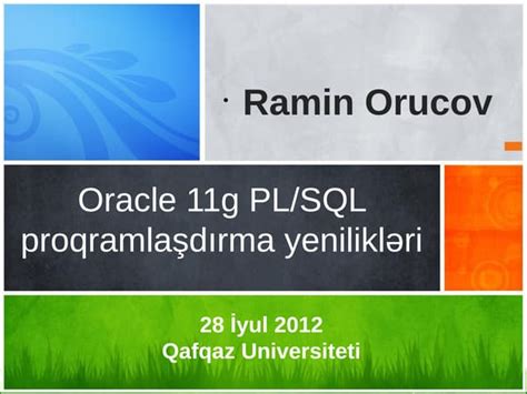 Oracle 11g Plsql Proqramlamlaşdırma Yenilikləri Pdf