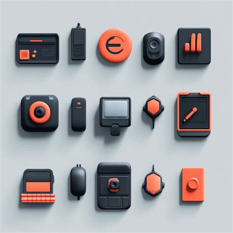 3d Rendered Orange And Black Ui Buttons For Website And Mobile App