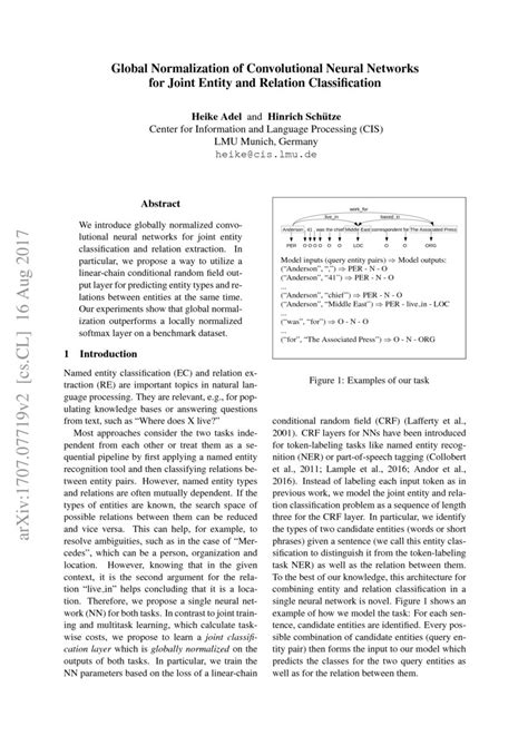 Global Normalization Of Convolutional Neural Networks For Joint Entity