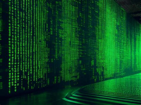 Premium Photo A Vibrant Canvas Illuminated By A Cascade Of Green Binary Code Forming Dynamic