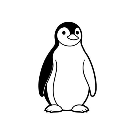 Premium Vector Penguin Line Art Drawing Illustration Black Color