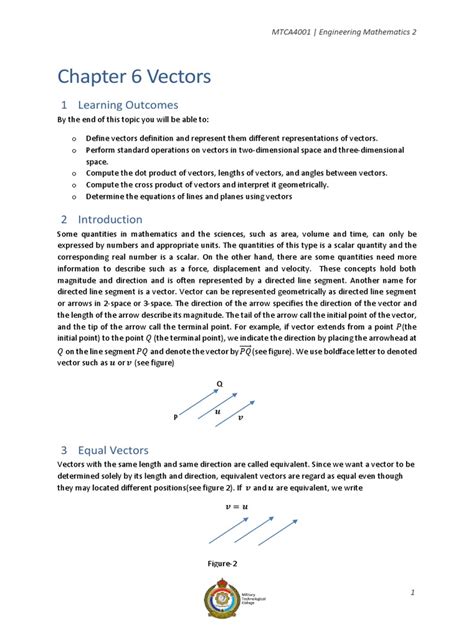 chapter 6 vectors 1 learning outcomes download free pdf euclidean