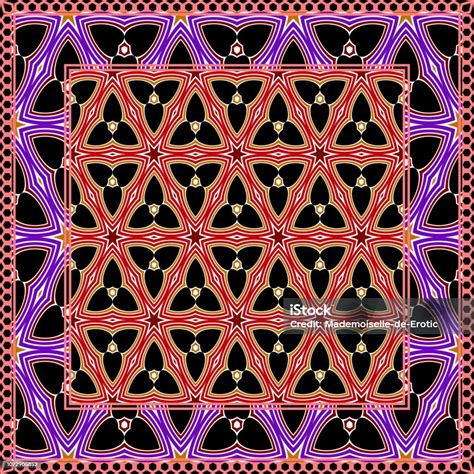 기하학적 장식 프레임 테두리 아르데코 배경입니다 손수건 숄 스카프 식탁보 디자인 공단에 대한 스톡 벡터 아트 및 기타 이미지 공단 네커치프 넥타이 Istock