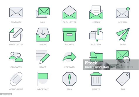 메일 라인 아이콘입니다 벡터 그림아이콘 우체통 라벨 편지 이메일 봉투 스팸 우편 서비스를 위한 문서 첨부 파일 개요