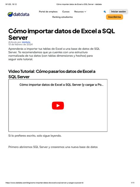para importar datos de excel a sql server pdf servidor sql de