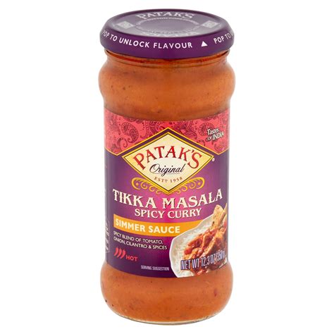 Pataks Simmer Sauce Hot And Spicy Tikka Masala Hot 123 Fl Oz