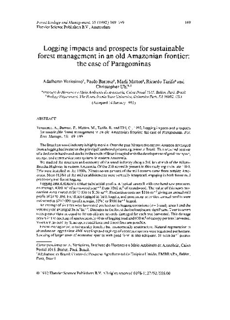 Pdf Logging Impacts And Prospects For Sustainable Forest Management In An Old Amazonian