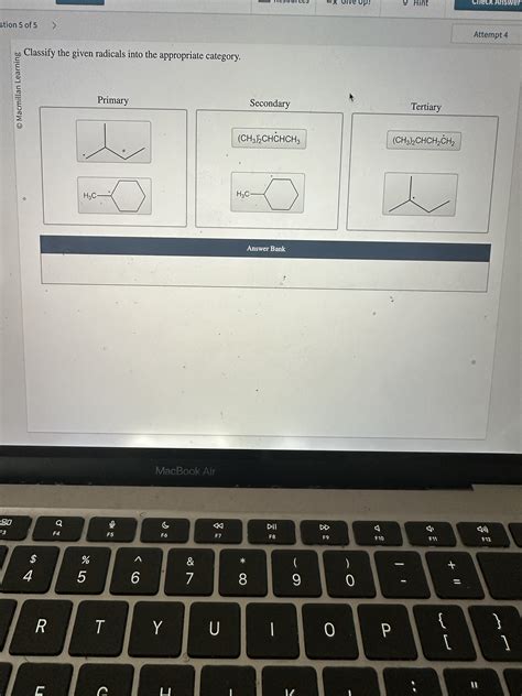 Classify The Given Radicals Into The Appropriate