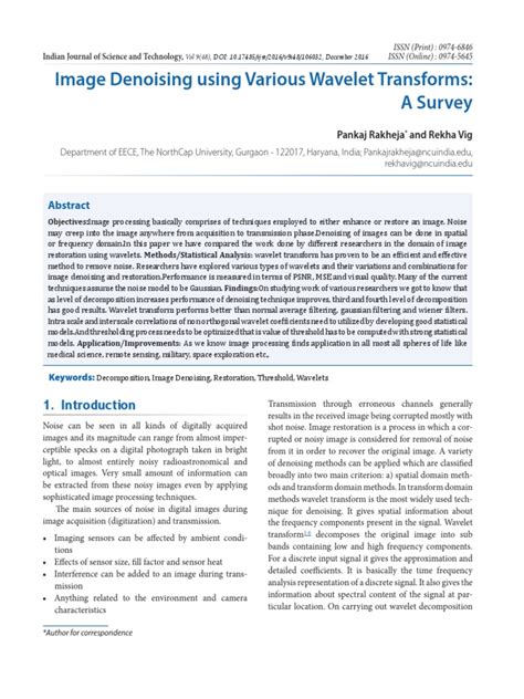 image denoising using various wavelet transform survey pdf wavelet digital signal processing