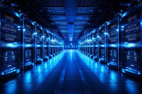 Premium Photo Data Center With Rows Of Servers And Network Storage Arrays