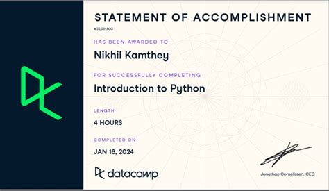 nikhil kamthey on linkedin python datacamp certification