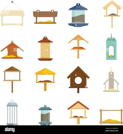 Bird Feeders Icons Set Flat Vector Isolated Stock Vector Image And Art Alamy
