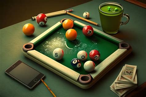 A Pool Game Code And Some Accessories Ai Generated Stock Illustration