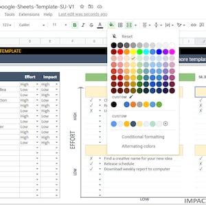Impact Effort Matrix Google Sheets Template Value Complexity Matrix Etsy