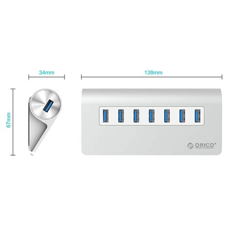 Orico 奥睿科全铝一拖四usb3 0分线器mac Book电脑外接usb3 Hub集线器多口拓展usb带电源 虎窝淘