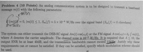 Problem 4 10 Points An Analog Communication System