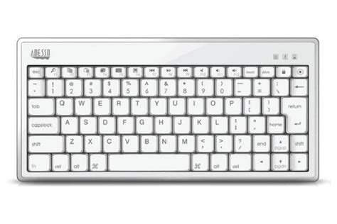Adesso Wkb 1010bw 84 Key White Bluetooth Multimedia Wireless Computer Keyboard