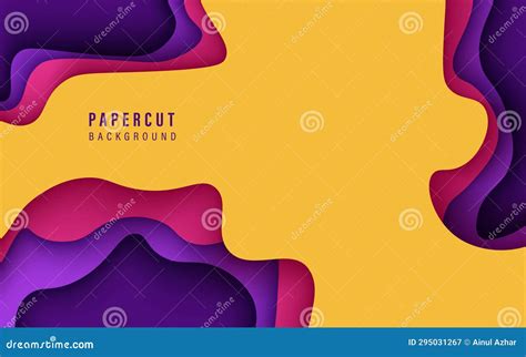 Multi Colored Abstract Yellow Pink Purple Colorful Wavy Papercut Overlap Layers Background