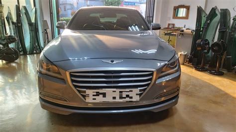 Dh제네시스 전면유리 교환 복원시공 및 켈란 열차단 썬팅시공창원차유리 마산차유리 진해차유리열차단 썬팅필름국내 수입 전차종 자동차유리 돌빵 스톤칩 복원 용접 수리 교환