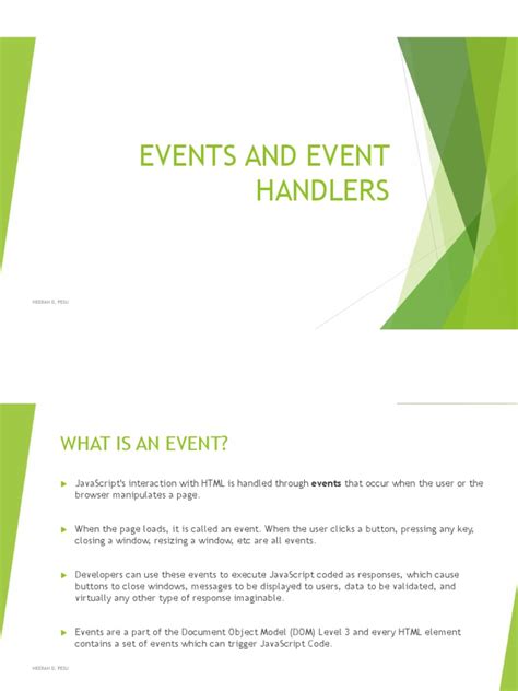 Events And Event Handlers Pdf Pdf Cookie Java Script