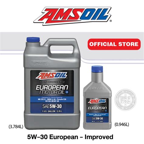 AMSOIL 100% Synthetic European Motor Oil 5W-30 (Low-SAPS) ฝาน้ำเงิน ...