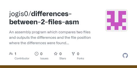 Github Jogis0differences Between 2 Files Asm An Assembly Program Which Compares Two Files
